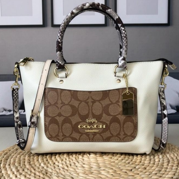 Coach | Bags | Coach Emma Cream Mini Satchel With Straps Pre Own In ...